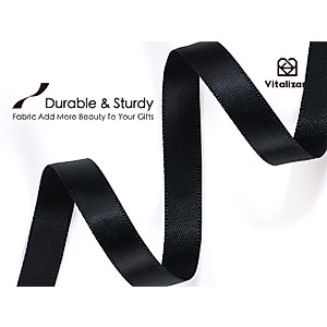 Vitalizart Black Ribbon for Gift Wrapping 3/8" x 100Yd Double Face Continuous Functional Satin Ribbon for Crafts Silk Like Fabric Flower Bouquet Birthday Party Decorations Bridal Shower Wreath Hair
