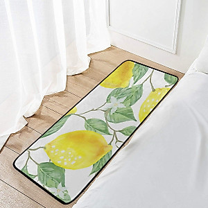 Lemon Kitchen Rug Fruits Runner Rug, Door Mat Bath Rug Home Decor Floor Mat Non-Slip Carpet for Kitchen Living Bedroom 39 x 20 Inch