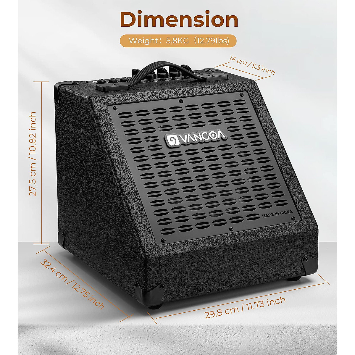 Vangoa Electric Drum Amp 40W Professional Drum Amplifier Speaker, 3 Inputs 3 Band EQ Wireless Electronic Drum Monitor, Keyboard Speaker, Black