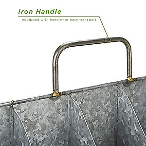 Mind Reader ICAD5-SIL Iron 5 Caddy with Cut Out Handle, Barnyard Vintage Designed Storage Bin, Silver 10 Compartment