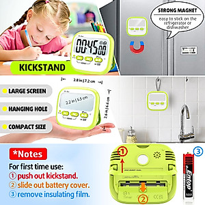 Antonki 2 Pack Timer, Classroom Timer for Kids, Timer for Teacher, Kitchen Timers, Digital Timer for Cooking, Egg Timer, Magnetic Countdown Timer for Exercise, Study, Oven - Battery Included