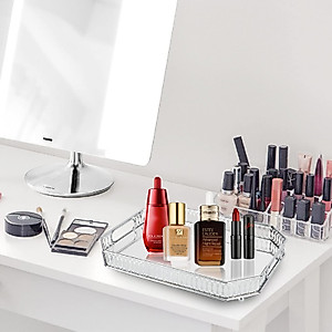 Decorative Tray, Mirror Tray for Perfume Organizer, Makeup Tray with Metal Handle for Bathroom,Countertop,Bedroom, 9.8"x13.7"x1.5"