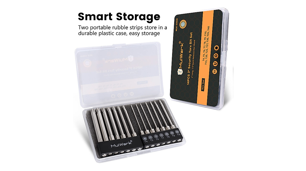 MulWark 14PC Security Torx Bit Set - Durable & Versatile