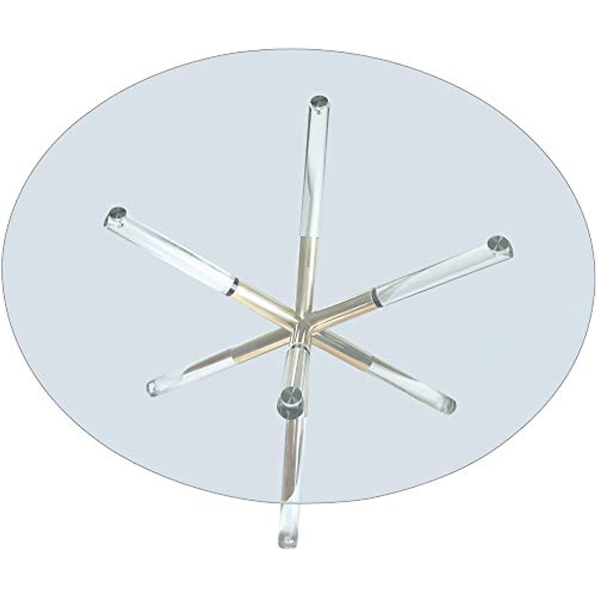 Meridian Furniture Mercury Collection Modern | Contemporary Tempered Glass Top Dining Table with Acrylic and Gold Durable Metal Base, Round