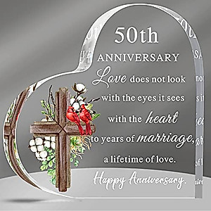 50th Wedding Anniversary Years Gifts Years of Marriage Gift Wedding Anniversary Heart Marriage Keepsake Decoration Gift for Couple Parent Women Mom Husband Wife