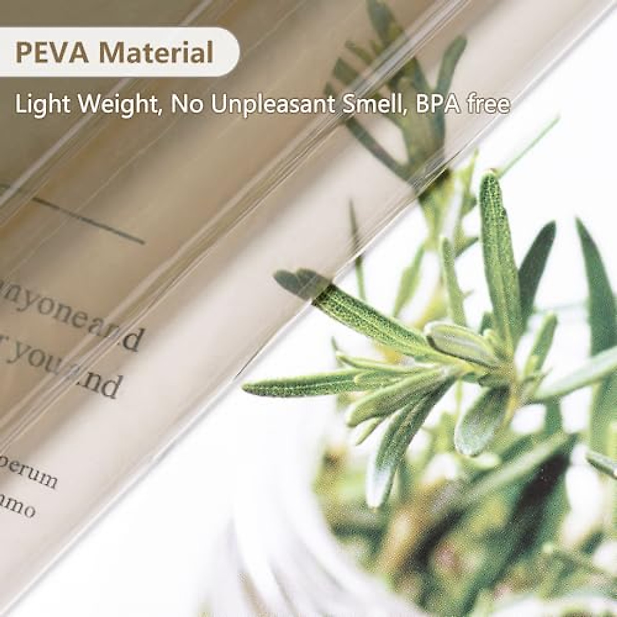 EurCross Waterproof Brown Plastic Shower Curtain with 5 Bottom Magnets, 4G Clear PEVA Shower Curtain Liner for Bathroom 72x72 inches