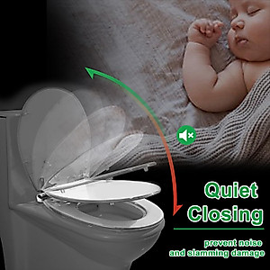 Round Toilet Seat white marble stone texture decorative Resin Toilet Seat with Quietly Close Quick Release Hinges Decorative Toilet Seat with Cover Easy to Clean and Install