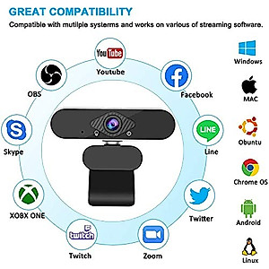 MELUN HD Webcam | 1080P Web Camera with Microphone,Plug and Play USB Computer Camera for Desktop Laptop,Video Conferencing Skype/Zoom/YouTube (Black&Silver)
