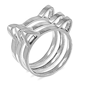 CaliRoseJewelry Sterling Silver Kitty Cat Kitten Ears Stackable Ladies Ring (Size 7)