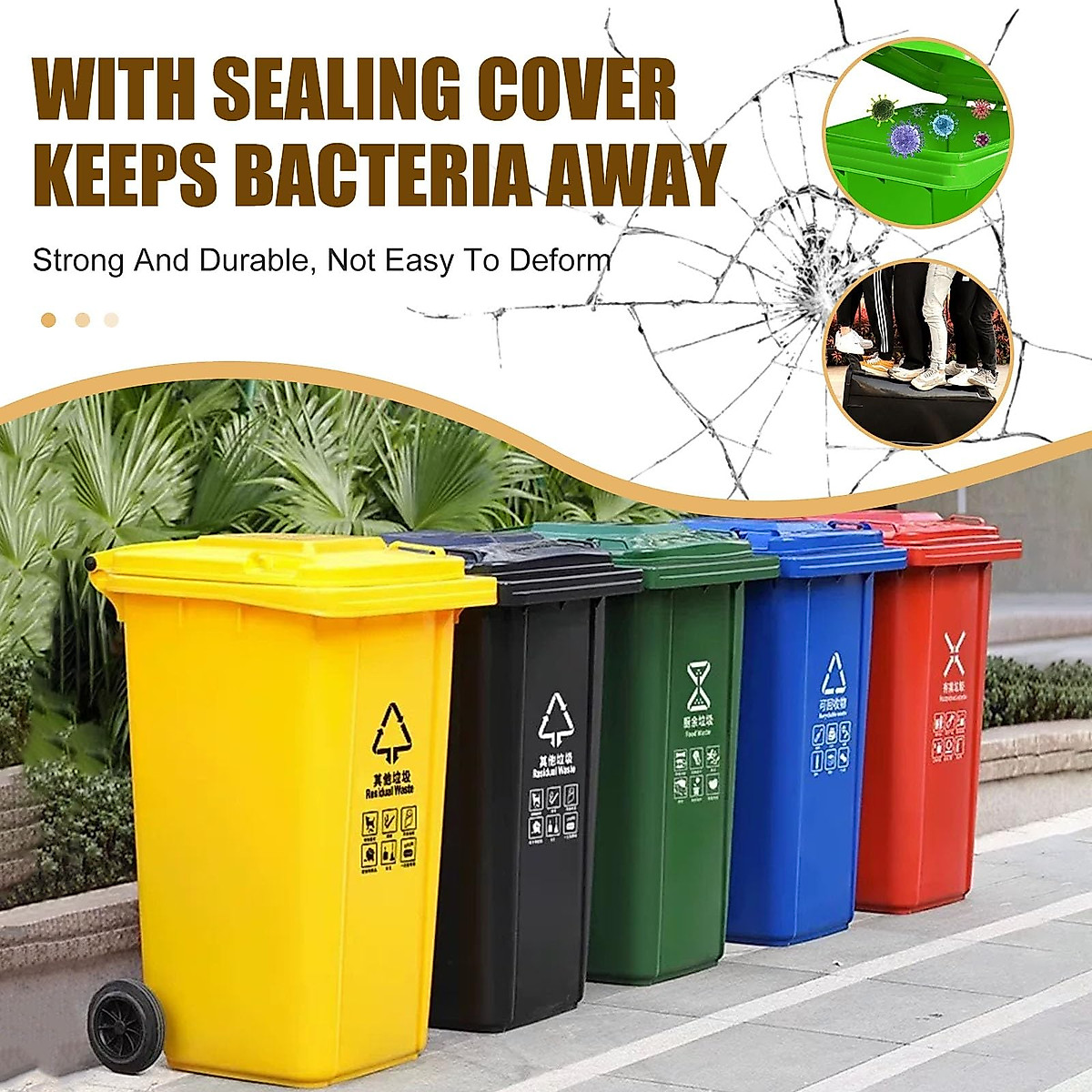 30L/50L/80L/100L/120L/240L Outdoor Garbage Cans With Lids And Wheels, 32 GAL Heavy-Duty Wheeled Trash Can With Lid, For Restaurants/Hospitals/Offices/Back Of House/Warehouses/Home(Red,30L)