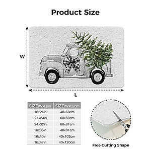 Shower Mat Non Slip Bathtub Mat Christmas Truck with Xmas Tree Grey Bath Mat Soft Loofah Shower Mats for Shower Tub Bathroom Quick Drying Foot Mat, 16x47 Inch