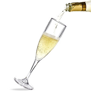 Elsjoy 8 Pack Acrylic Champagne Flutes, 6 Oz Stemmed Champagne Glasses Unbreakable Champagne Coupes, Reusable Champagne Toasting Cups for Wedding, Party, Bar