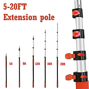 SISUPASSIE Light Bulb Changer for High Ceilings 26FT Reach, Light Bulb Changer 5-20FT with Basket and Suction Cup for Recessed Lights High Ceiling Light Bulb Changer with Pole