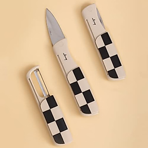 2 in 1 Stainless Steel Fruit Knife, Multifunctional Portable Peeling Fruit Knife, Creative Fruit and Vegetable Dual-Use Knife, with Ergonomic Non-Slip Handle & Sharp Blade (White)