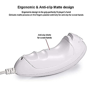 MODESLAB 4 Pack Wii Nunchuck Controller, Nunchuk Controllers Replacement Remote Joystick Gamepad Controller Compatible with Wii Wii U Console(White)