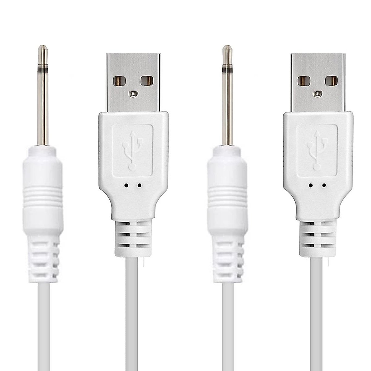 oGoDeal Replacement USB to DC Charging Cable | USB Charger Cord - 2.5mm - Original Replacement (2 Pack White)