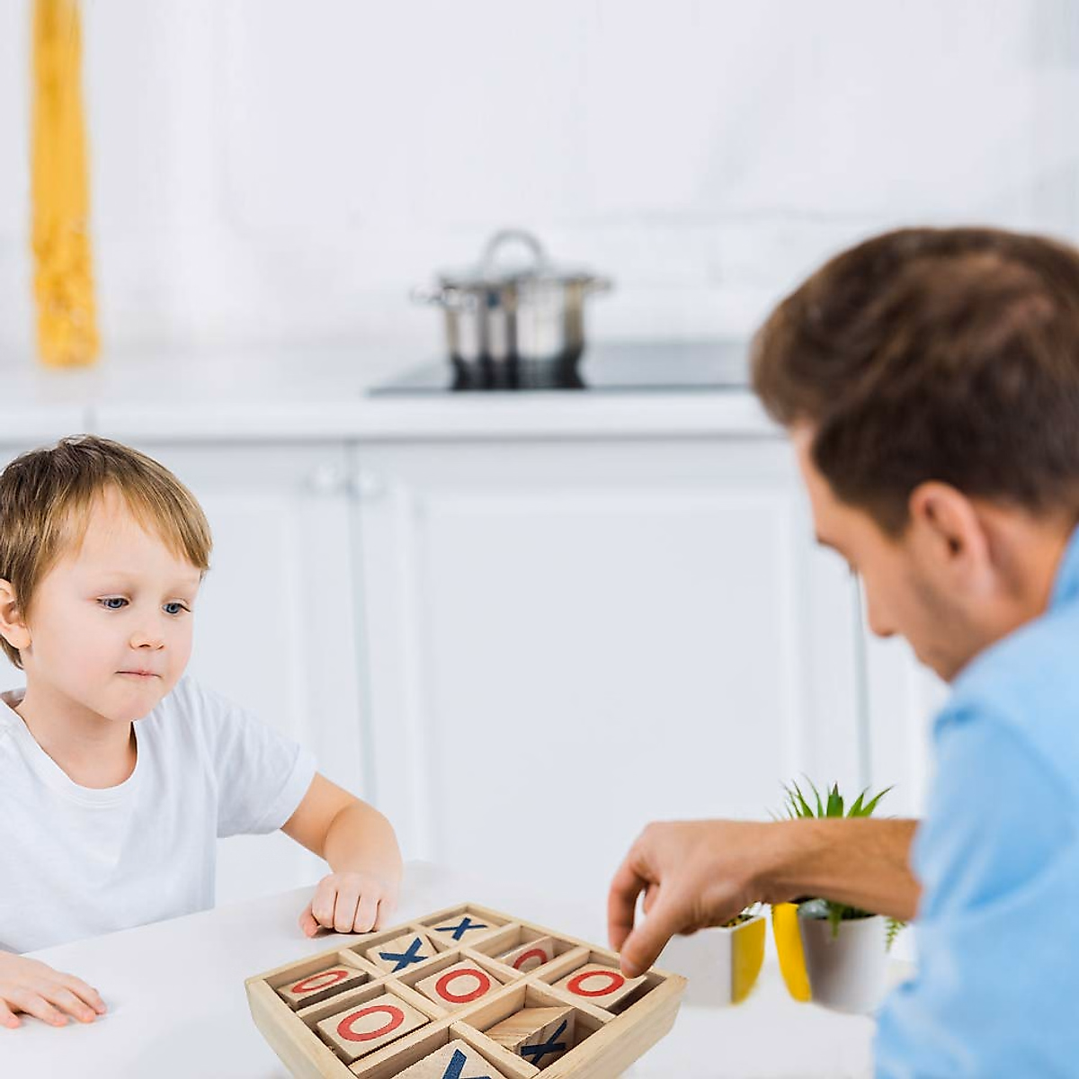 Gamie Wooden Tic-Tac-Toe Game, Small Travel Game with Fixed Spinning Pieces, Classic Wood Game for Kids, Fun Indoor Game Night Activity for Boys and Girls
