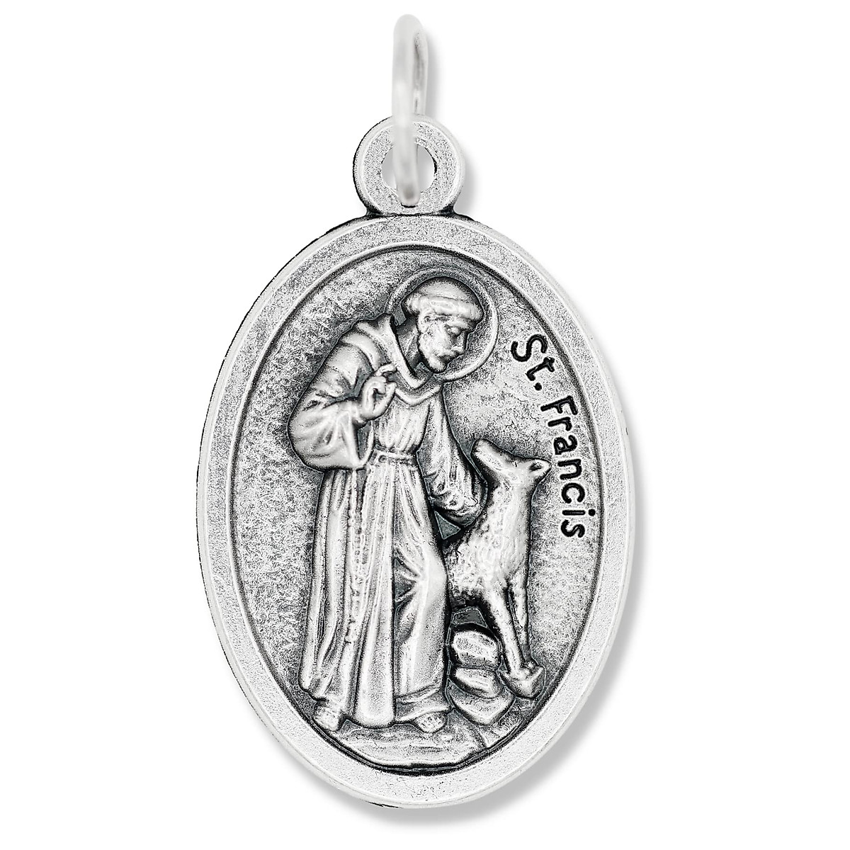 Caritas et Fides St. Francis Bless and Protect My Pet Medal Charm - 1" Medal Pendant Silver Oxidized St. Francis for Necklace, Medals for Jewelry Catholic, Made in Italy