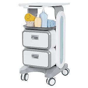 Mobile Medical Trolley Cart 130 Lbs Load Portable Professional Cart for Ultrasound Imaging Scanner Vehicle Beauty Storage Cart with Drawers Tool Tray Wheels for Home Hospital Office Medical Clinic