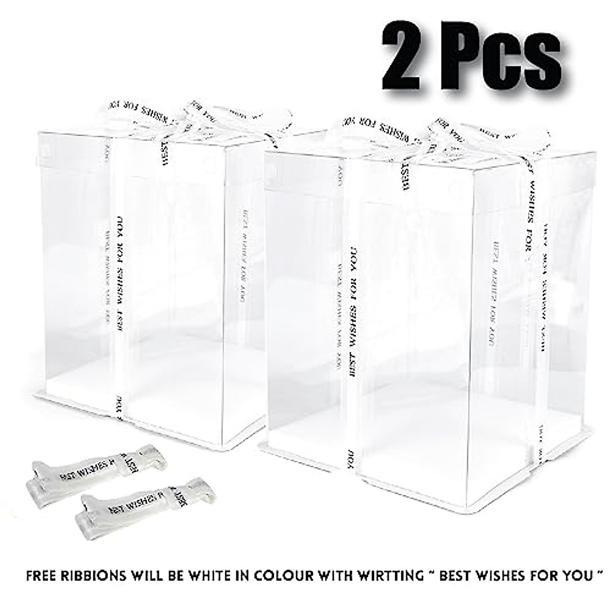 2 Pcs Clear Square Tall Transparent clear cake box -Bakery boxes for Tall Cake Box for cake with long toppers ,Pastries, Chocolates, Cookies, Pie, Birthday Party Containers, Wedding, Valentine's Day