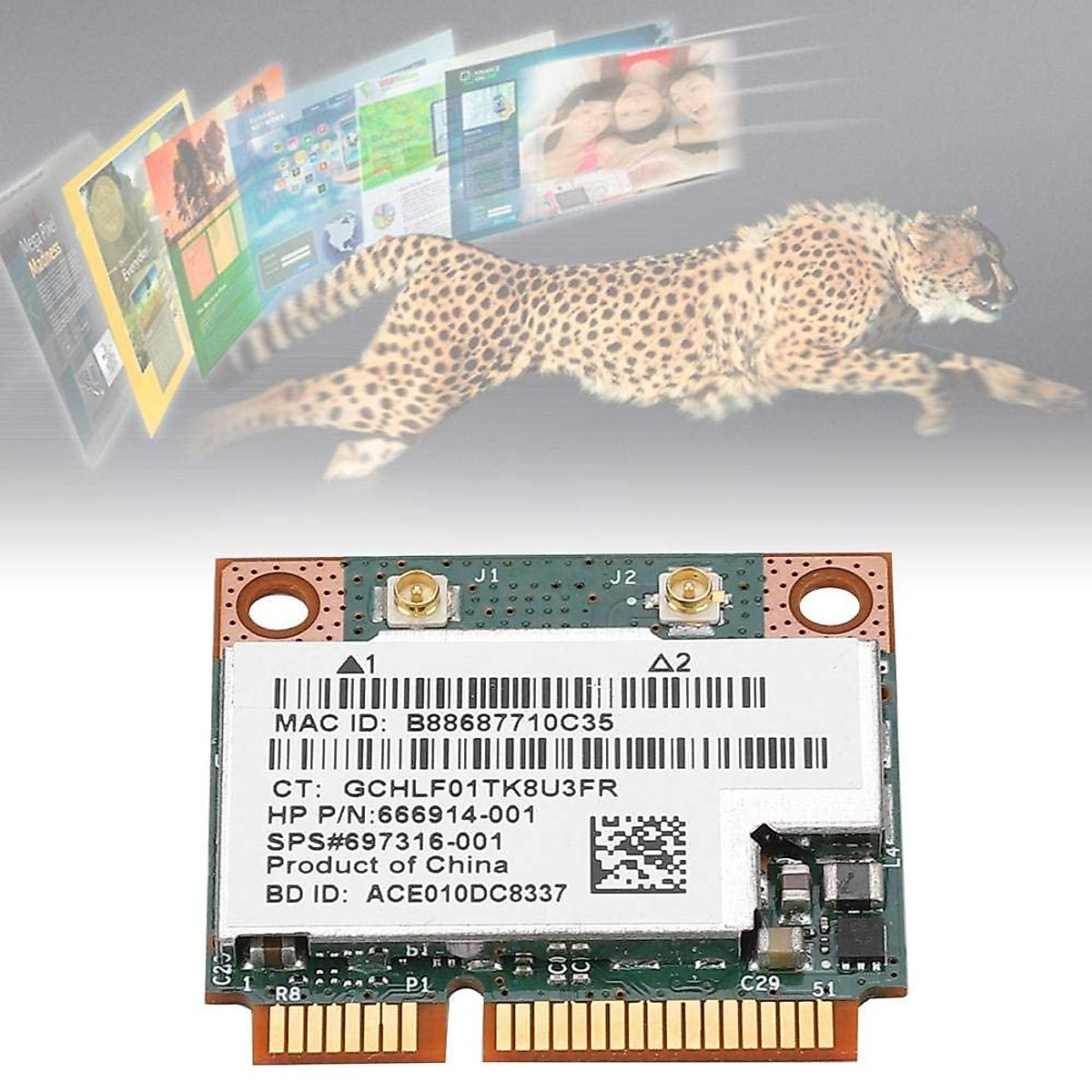 Mini PC-E Wireless Network Card,Bluetooth 4.0 300Mbps 2.4 and 5 GHz Dual-Band PCI-E Wireless LAN Card,Suitable for Broadcom BCM943228HMB,Suitable for Windows 2000/XP/VISTA/7