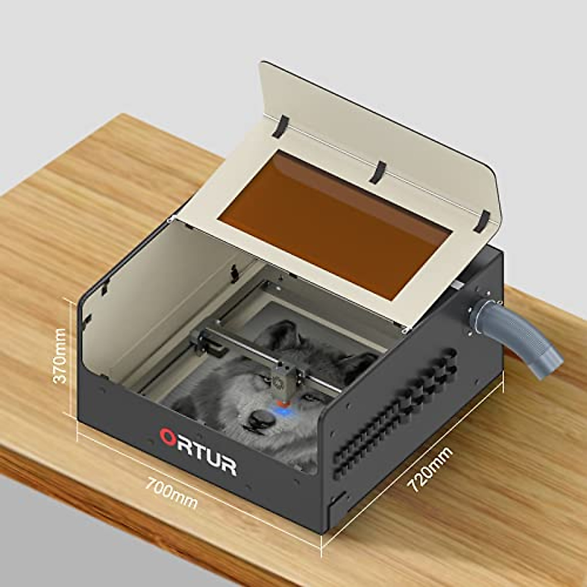 ORTUR Laser Engraver Enclosure, Fireproof and Dustproof Protective Cover with Exhaust Fan for All ORTUR Laser Engravers, Insulates Against Smoke and Odor, Noise Reduction, 700x720x370mm