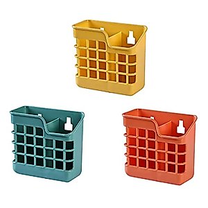 HEMOTON Cutlery Caddy Organizer Wall Mount 2 Compartment Utensil Spatula Forks Spoons Knives Holder Kitchen Countertop Storage Silverware Organizer 3pcs