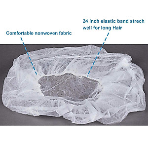 Cleaing 24 Inch Disposable Bouffant Cap White, 100 Pack, Hair Net