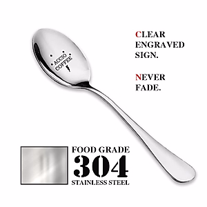 Accio Coffee,Funny Engraved Stainless Spoon,Coffee Lover Gifts for Men,Barista Gifts,Coffee Spoon,Gift for Best Friend，Schoolmate