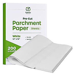 [12 x 16 Inch - 200 Count] Precut Baking Parchment Paper Sheets Non-Stick Sheets for Baking & Cooking - White