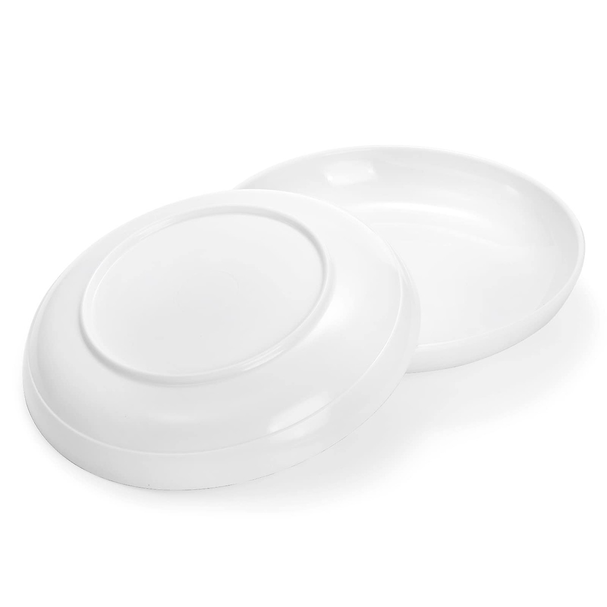 Fasmov Melamine Pasta Bowls, 6 Pack 8 inches 20 Oz Large Salad Serving Bowls, Shallow Salad Bowls, Plastic Dinner Deep Plates, Dishwasher Safe, White