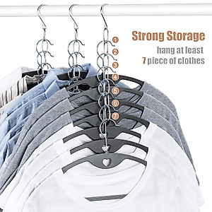 DTICON Hangers Space Saving, Metal Chain Clothes Hanger Organizer with 7 Slots, Magic Foldable Multiple Hangers in One,Collapsible Vertical Space Saver Hangers for Closet Organizer (Pack of 10) Silver