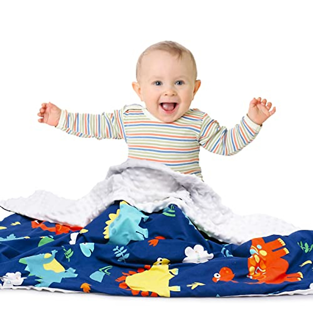 Cloele Baby Minky Blanket - Dinosaur Ultra Soft Infant Blanket 30 x 40 Inch - Plush Double Layer Fleece Boys Blanket with Dotted Backing for Newborns Toddler Bed Throw Blanket Baby Receiving Blanket