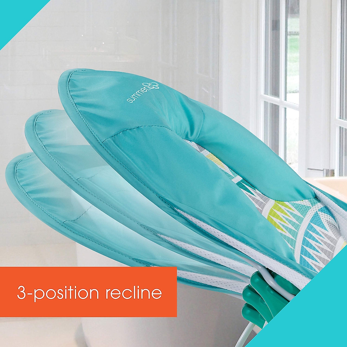 Summer Deluxe Baby Bather (Triangle Stripes) – Bath Support for Use in the Sink or Bathtub – Includes 3 Reclining Positions