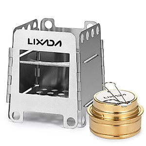 Lixada Camping Stove Stainless Steel Folding Wood Stove Portable Wood Burning Stove Pocket Stove for Outdoor Camping Cooking Picnic