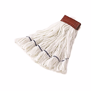 Rubbermaid Commercial Products Rough Surface String Wet Mop Head Replacement, 24-Ounce, 5-Inch Headband, White, Heavy Duty Cotton/Polyester Industrial Wet Mop for Floor Cleaning