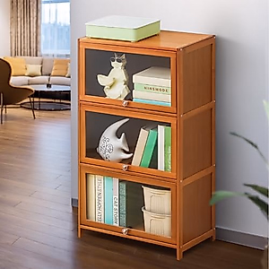 Athena Collection Bookshelf and Book Case 3-Tier Modern Bookcase Small Book Shelf with Door Short Display Shelf Book Storage Home Décor Furniture for Home Office Living Room Bedroom