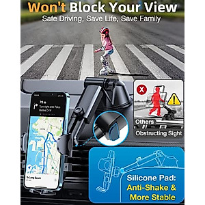 HTU Phone Mount for Car [2023 Upgraded Military-Grade Super Suction] Universal Car Phone Holder Mount for Car Dashboard Windshield Vent Car Mount for iPhone 14 Pro Max Plus Samsung All Phones & Cars