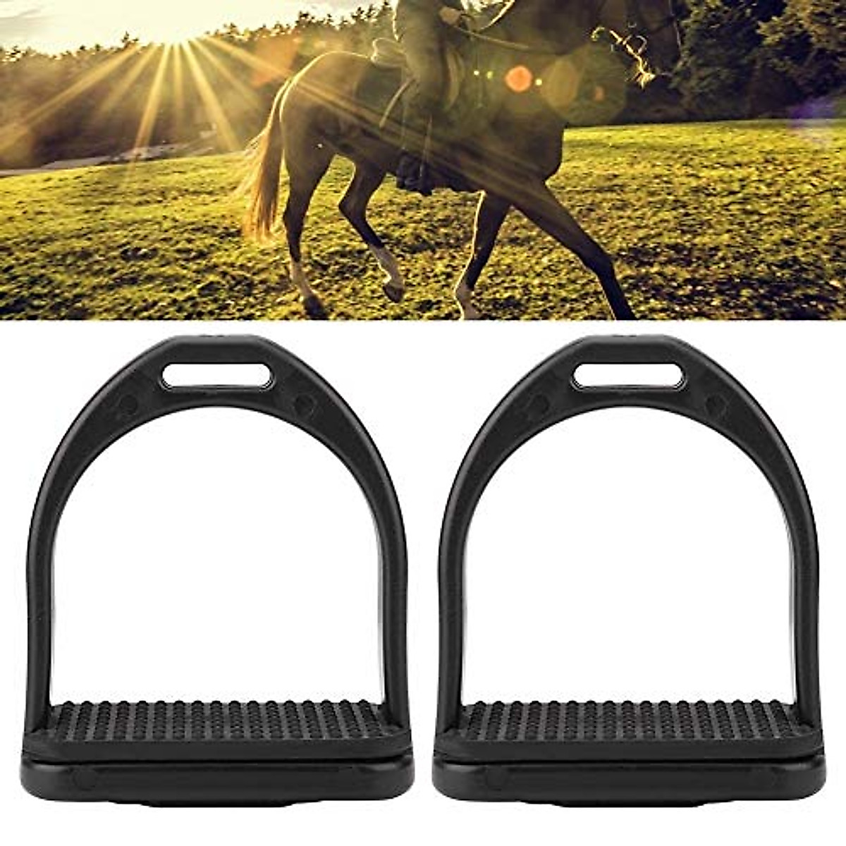 Maxmartt 1 Pair Black High Strength Horse Stirrup Durable Quality Plastic Riding Stirrups (S)