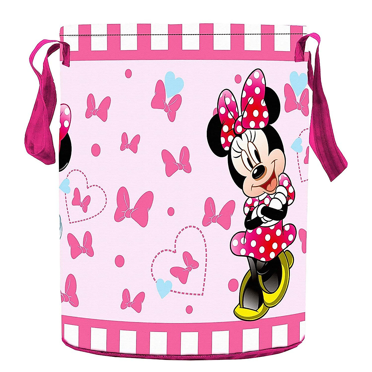 Kuber Industries Disney Minnie Print Non Woven Fabric Foldable Laundry Basket, Toy Storage Basket, Cloth Storage Basket with Handles,45 LTR (Pink)