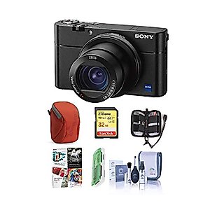 Sony Cyber-shot DSC-RX100 VA Digital Camera, Black - Bundle With 32GB SDHC U3 Card, Camera Case, Cleaning Kit, Memory Wallet, Card Reader, Pc Software Package