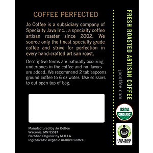 NO FUN JO DECAF: 12 oz, Organic Decaf Coffee, Swiss Water Process, Fair Trade Certified, Medium Dark Roast, Whole Bean Arabica Coffee, USDA Certified Organic, NON-GMO
