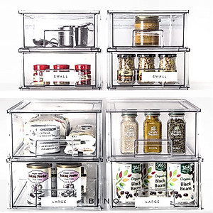 BINO | Stackable Storage Drawer | THE CRATE COLLECTION | Clear Storage Bins with Drawers for Pantry Shelf Organization and Storage | Fridge Organizer | Stackable Storage Bins for Organization | Large
