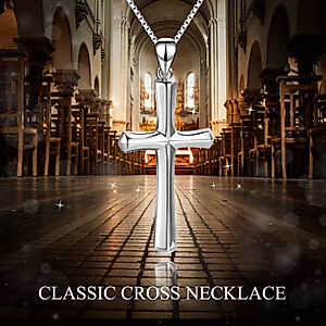 Cross Necklace Women Sterling Silver Religious Engraved Faith Hope Love Cross Pendant Necklace Jewelry Christmas Gifts for Women Unisex