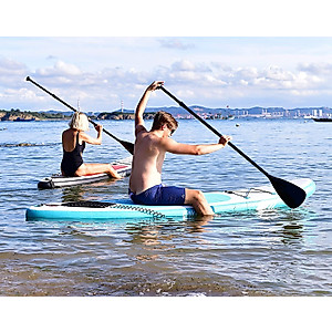 FAYEAN Inflatable Stand Up Paddle Board 10' x 28''x 6'' SUP ISUP Round Board Include Hand Pump, Paddle, Backpack, Coil Leash,Carry Bag, Repair Kit and Waterproof Case (Blue Whale)