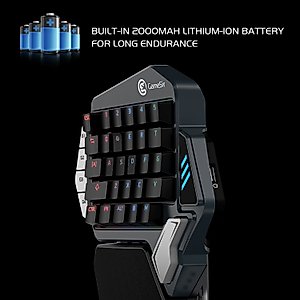 GameSir Mechanical Gaming Keyboard Z1 for PC/Mobile Phone, One-Handed Gaming Keypad with Macro Keys for FPS Game, RGB Backlighting, Anti-ghosting, Blue Key Switches, Built-in Battery(Red Switch)