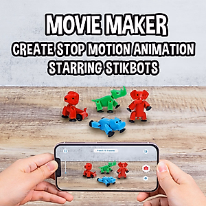 Zing Stikbot Safari 4 Pack, Set of 4 Stikbot Collectable Action Figures, Includes 1 Lion, 1 Elephant, 1 Hippo, and 1 Rhino, Create Stop Motion Animation