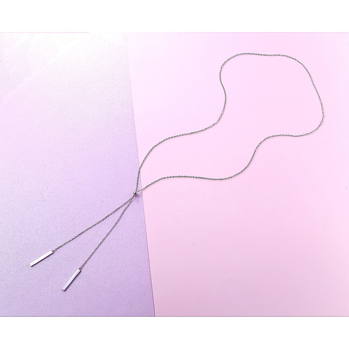 Shaoan Jewelry Graduation Gift Sterling Silver Long Tassel Necklace Bar Y Lariat Long Chain Drop Adjustable Necklace Gift for Her, 30"