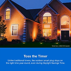 Lutron Caséta Weatherproof+ Outdoor Smart Plug On/Off Switch | Works with Alexa, Google Assistant, Ring, Apple HomeKit (smart hub required) | for Landscape and String Lighting | PD-15OUT-BL | Black