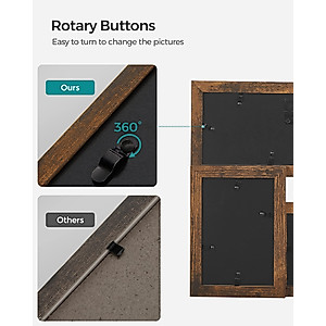 SONGMICS 4x6 Collage Picture Frames, Family Photo Collage Frame Set of 4 for Wall Decor, Glass Front, Wall Hanging or Tabletop, Rustic Brown